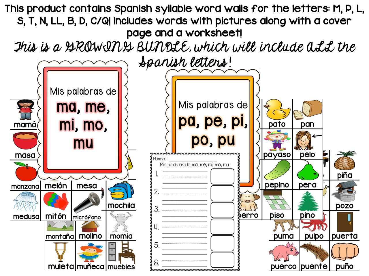 Spanish Syllable Portable Word Walls